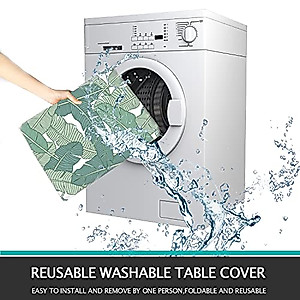 Capslpad 6 ft Picnic Table Cover with Bench Covers with Elastic Edges Waterproof Polyester Tablecloth with Seat Covers for Picnic Table Bench Camping Indoor Outdoor Patio Garden,Tropical Palm Leaves