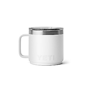 YETI Rambler 14 oz Stackable Mug, Vacuum Insulated, Stainless Steel with MagSlider Lid, White