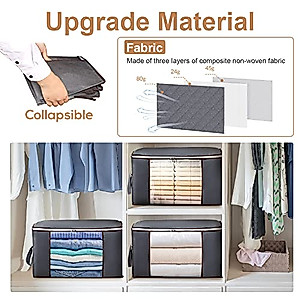 6-Pack Clothes Organizer Storage Bag, 49L Foldable Storage Bins Closet Storage Containers with Clear Window and Reinforced Handles for Dorm, Blanket, Pillows, Bedding, Sweaters, Coats, Stuffed Toys