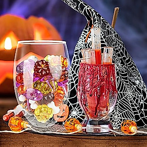 270 PCS Halloween Vase Fillers Includes Mini Acrylic Pumpkin Cute Ghost Mini Skull Head Small Witch Hats, Halloween Party Table Decoration Halloween Decorations Tiered Tray Decor