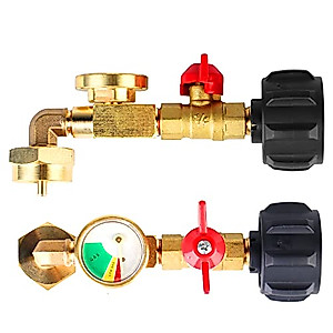 HPX Propane Tank Elbow Refill Adapter: Propane Tank Adapter with Gauge Propane Tank Refill Adapter Propane Filler Adapter for 1LB Bottle Tank Grill Camping - Propane Bottle Refill Adapter