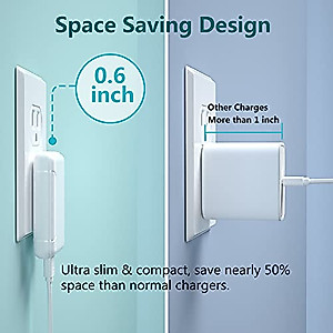 Slim Flat USB Wall Charger, Costyle 2 Pack 18W GaN Tech Fast Charge 3.0 Port Fast Charging Block with Foldable Plug Compatible for Samsung Galaxy S10 S9, iPhone 11 Xs XR X, Wireless Charger (White)