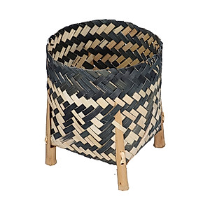 FAMKIT Straw Weaving Flower Plant Basket Nordic Style Hand Woven Flower Baskets Straw Woven Storage Bucket for Home Decoration