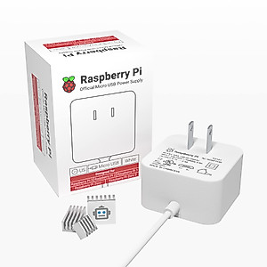Official Raspberry Pi Power Supply Adapter with 3PCS IoTCrazy Heatsink, for Raspberry Pi Micro-USB Boards, Support 3 B+/Pi 3 /Pi Zero W/Pi Zero/Pi 1 /Pi 2 /Pico, 5.1V 2.5A, US Plug, White (Official)