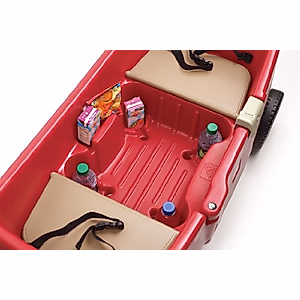 Step2 All Around Wagon For Kids – Comfortable, Durable Wagon with Whisper Wheels, Contoured Seats, Seat Belts, Cup and Snack Holders, Storage – Foldable Handle – Wagon Makes Great Stroller Alternative
