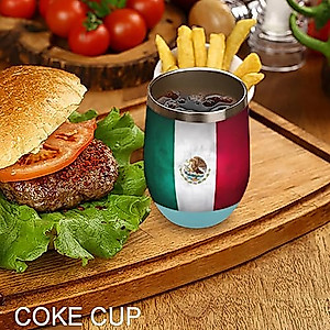 Mexico Grunge Flag Funny Wine Tumbler 12 Oz Stainless Steel Insulated Mug Double Wall Water Cup with Lid