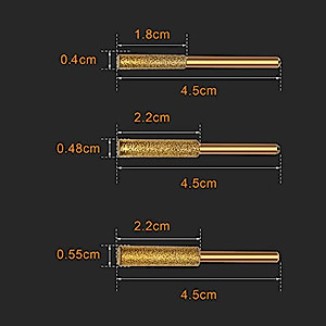 Coolrunner 21 PCS Diamond Chainsaw Sharpener Chainsaw Diamond Sharpener in 3 Size Diamond Chainsaw Sharpener Burr, Polishing Grinding Tool for Electric Chain Saw, Stone Carvings(4mm, 4.8mm, 5.5mm)