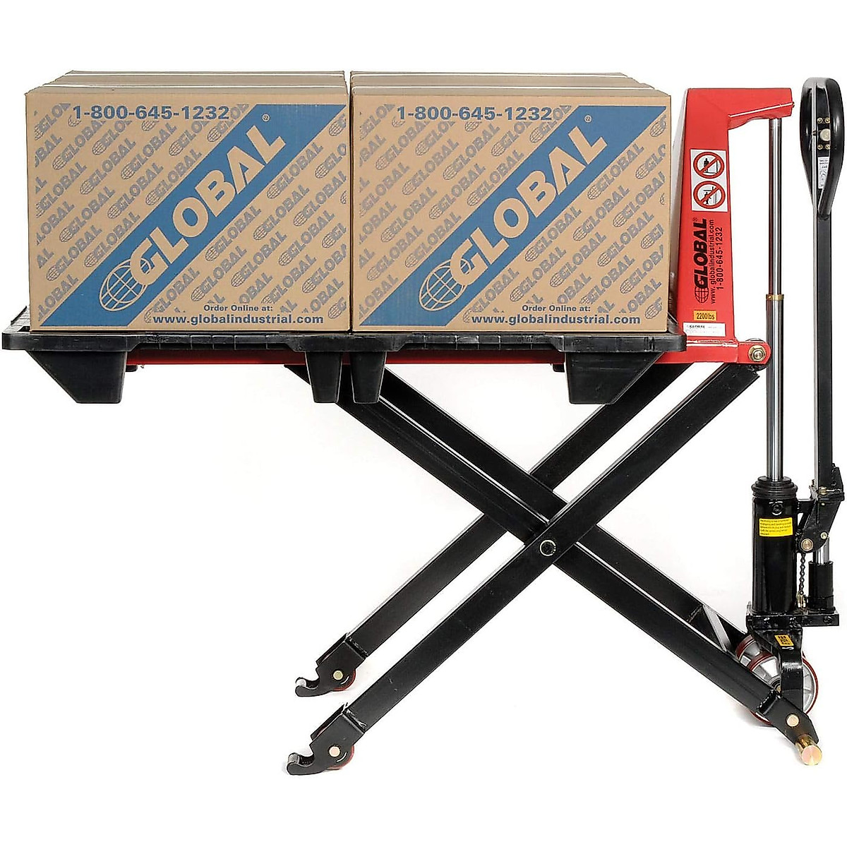 Global Industrial Manual High Lift Skid Jack Truck, 27 x 45, 2200 Lb. Capacity