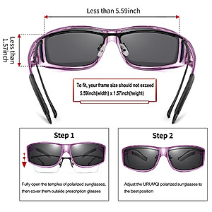 URUMQI Sunglasses Fit Over Glasses, Polarized 100% UV Protection Wrap-around Sunglasses for Men & Women Driving