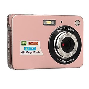 4K Digital Camera for Photography, 48MP Vlogging Camera Compact Pocket Camera with 2.7in LCD Display, 8X Anti Shake Vlogging Camera for Adult Seniors Students Kids Beginner (Pink)