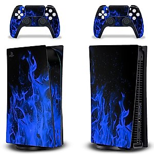 247 Skins Graphics kit Sticker Decal Compatible with PS5 Playstation 5 and DualSense Controllers - Ice Flame Blue
