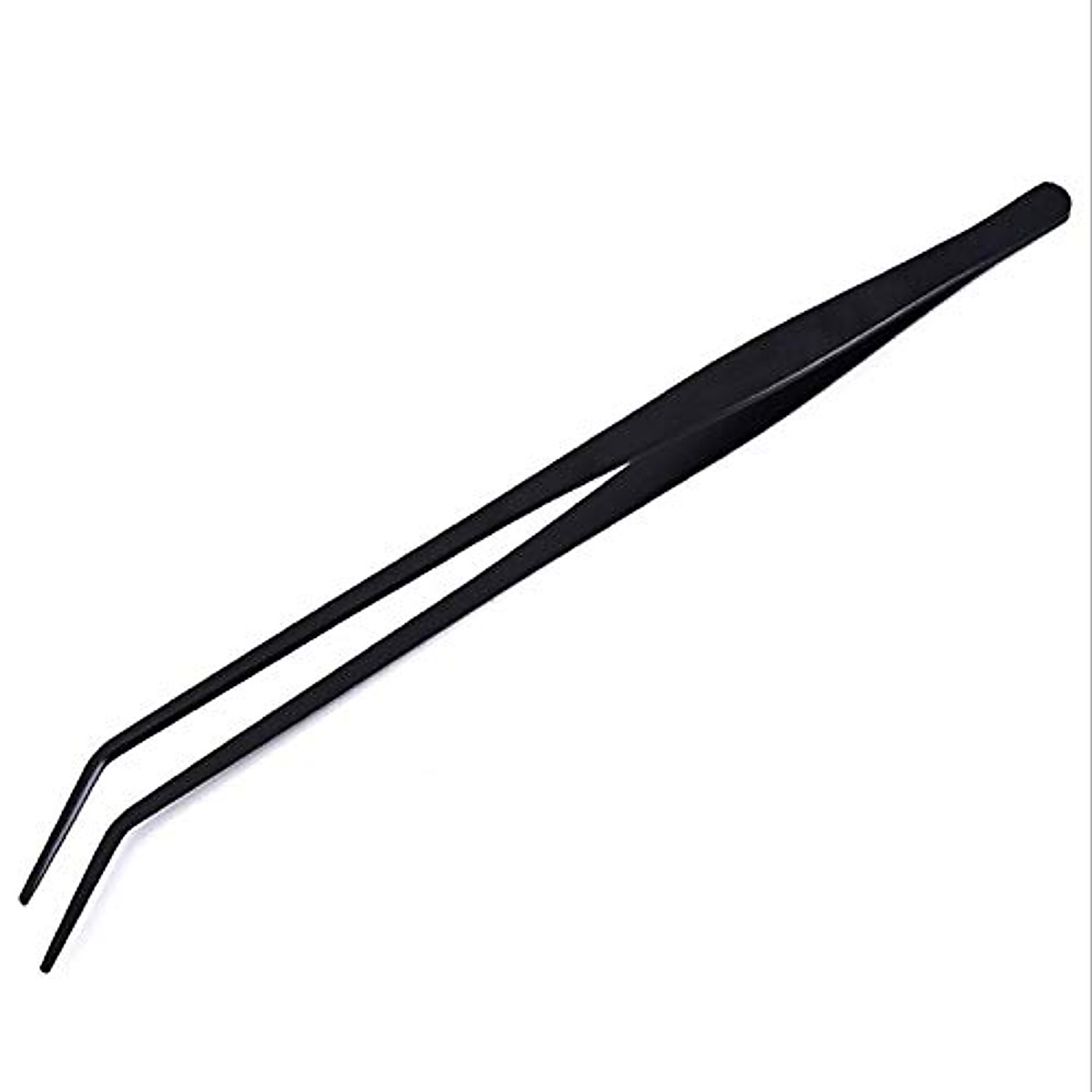 15 inch Aquarium Forceps ，Stainless Steel Curved Tweezers, with Anti-Carbonization and Carbonization Coating, Anti-Rust and Long Reptiles, for Aquatic Plants, Spiders, Snakes and Lizards, Black