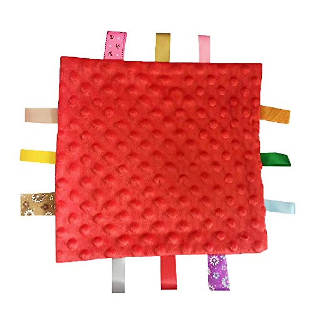 G-Tree Baby Comfort Blanket with Tag, Multi-Coloured Dinosaurs Tag, FOMUNI Taggy Blanket - Red Textured Underside