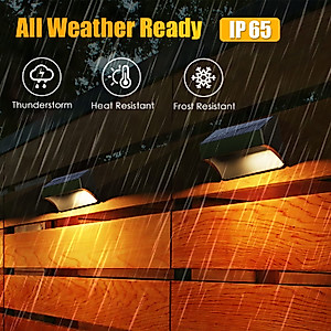 Amiluo Solar Fence Lights 4 Pack Warm White & 8 RGB Fixed Colors, Solar Outdoor Wall Lights IP65 Waterproof Fence Solar Light, Color Glow Light Outside Solar Deck Light for Backyard Wall Step Holiday