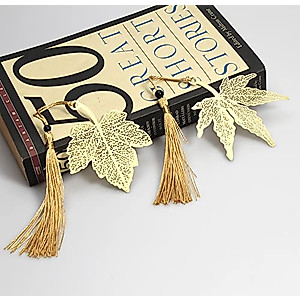 Tueascallk 4 Pcs Metal Bookmarks Golden Hollow Art Bookmark with Gift Card and Tassel