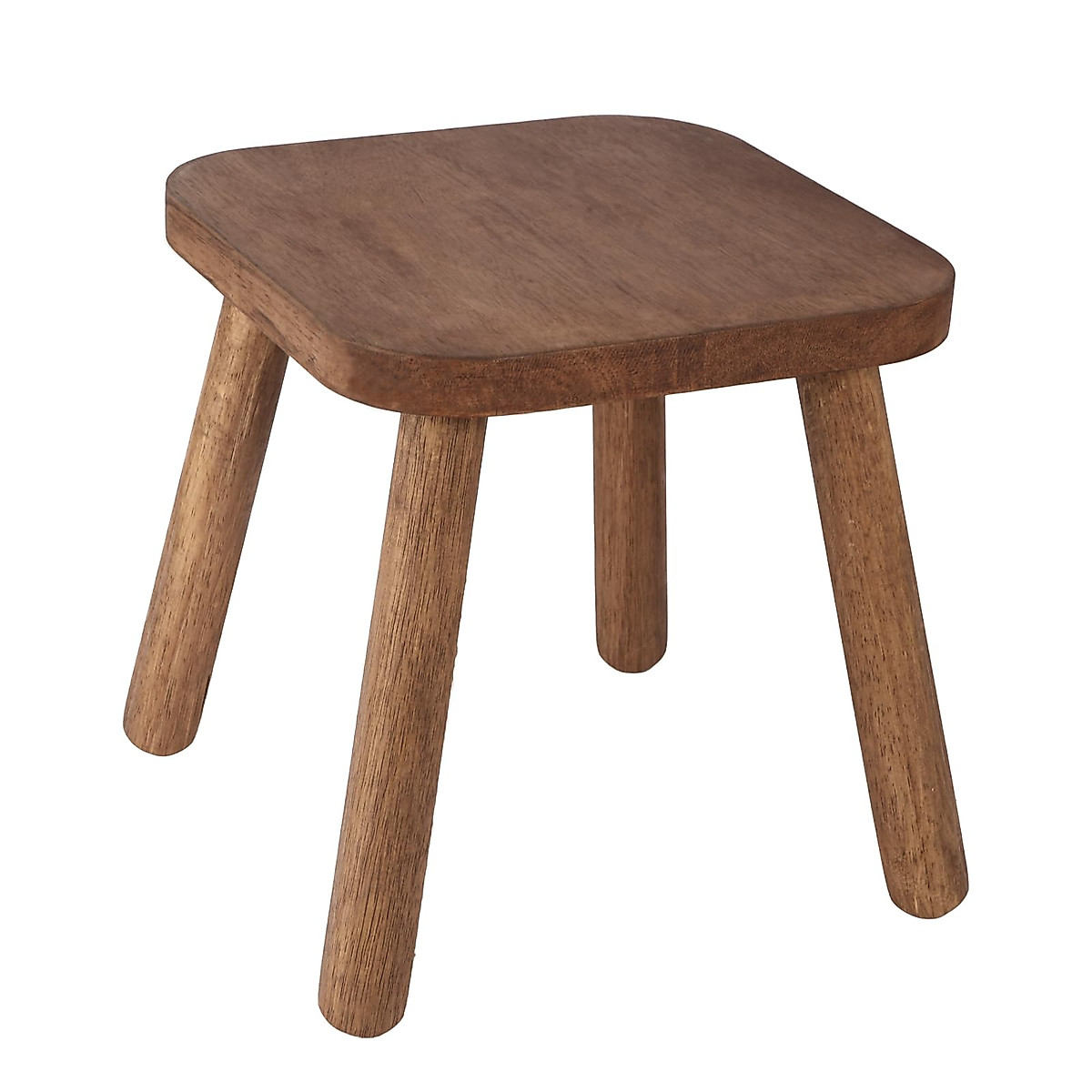 Jurath Natural Solid Wood Step Stool Wood Stool for Kids 11.7'' Sturdy Sitting Stool Wooden Step Stool for Adults Square Stool Wood Plant Stand Small Foot Stool with Four Detachable and Assembled Legs
