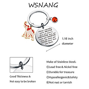 WSNANG Sorority Gift Finer Women Keychain Greek Sorority Jewelry Braver Stronger Smarter Than You Think Keychain (Red elephant Always)