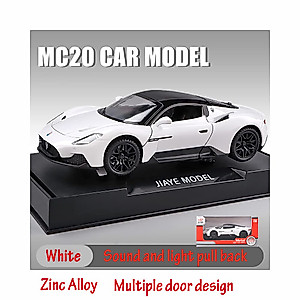 Toy Cars Model MC20 Alloy Collectible Pull Back Vehicles Diecast with Light&Sound (White)