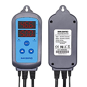 Inkbird Humidity Controller IHC200 Humidistat Mushroom Greenhouse Pre Wired Outlet Dual Stage Humidifier Dehumidifier.