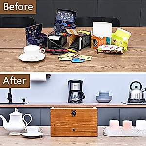 WELLAND Tea Box for Tea Bags Organizer, Tea Storage Chest with Clear Acrylic Window, 2-layer 14 Compartments Large Tea Organizer, Gift Idea