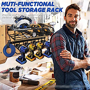 Power Tool Rack, Power Tool Organizer, Garage Utility Rack Tool Organizers and Storage, Drill Holder Wall Mount, Heavy Duty Metal Tool Shelf, Utility Storage Rack for Drill Tool Set (Style A)