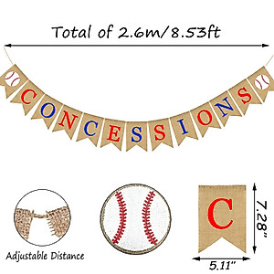 Doumeny Concessions Burlap Banner Baseball Bunting Garland Rustic Baseball Sports Garland Banner Sports Theme Party Banner Concessions Party Sign Banner for Birthday Baby Shower Sport Club Party Decor
