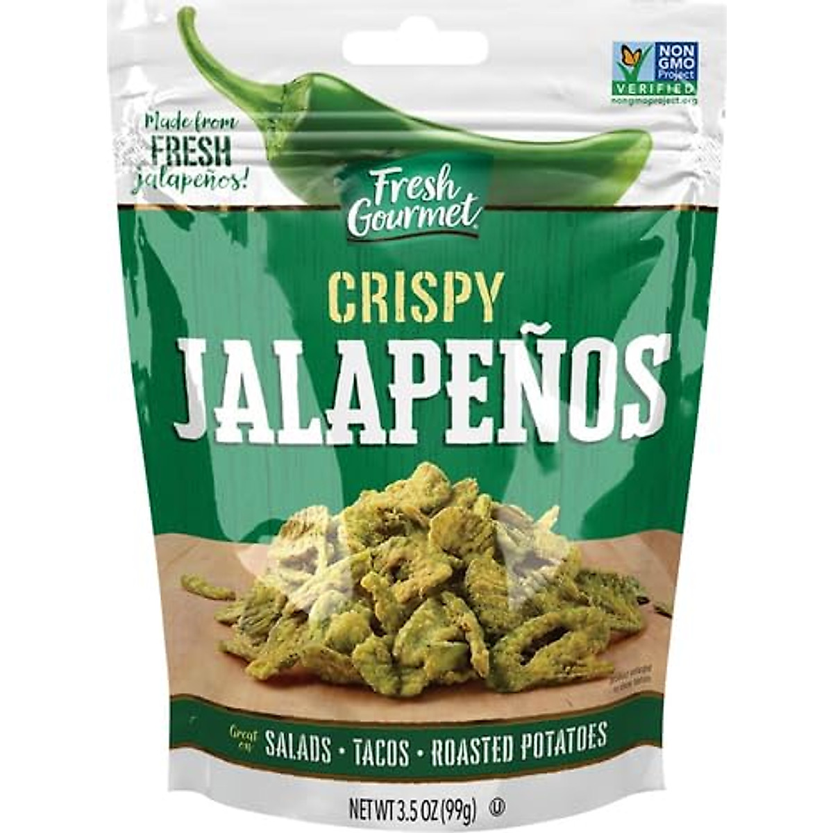 Fresh Gourmet Crispy Lightly Salted Jalapenos | Low Carb | Crunchy Snack and Salad Topper | 3.5 Ounce, Pack of 6