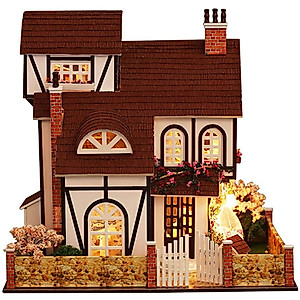 DIY Miniature Dollhouse Kit with Music Box Rylai 3D Puzzle Challenge for Adult Kids (Flower Town)