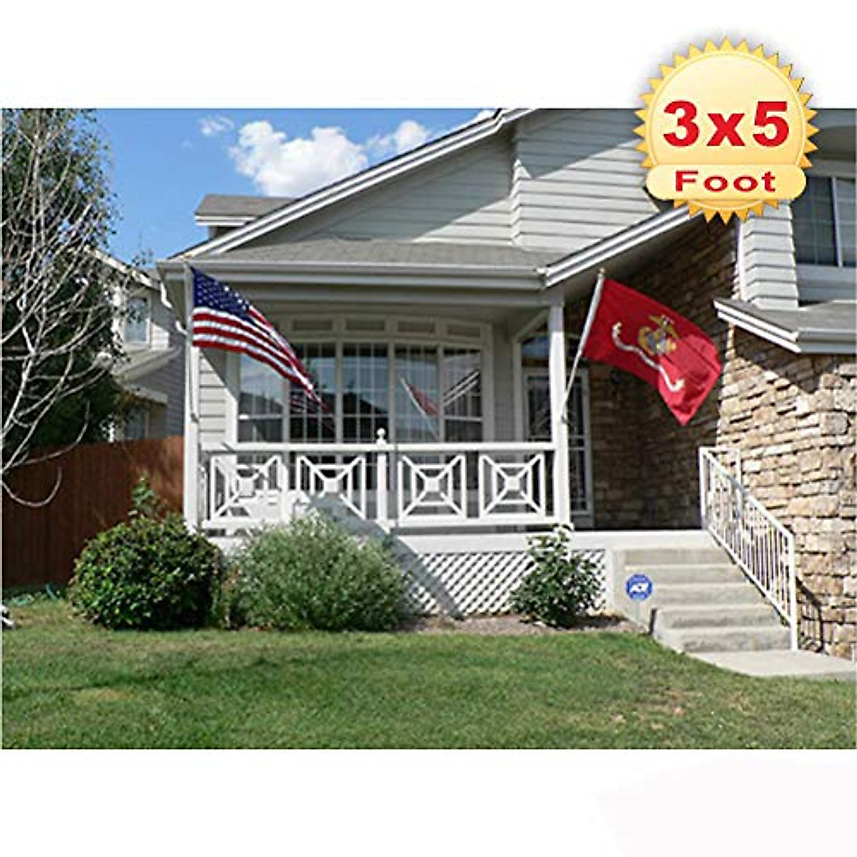 USMC Flag 3x5 ft - Vivid Color Polyester Indoor Outdoor Flag