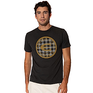 Emporia State University Official Plaid Badge Short Sleeve Mens Cotton T-Shirt,Black, Medium