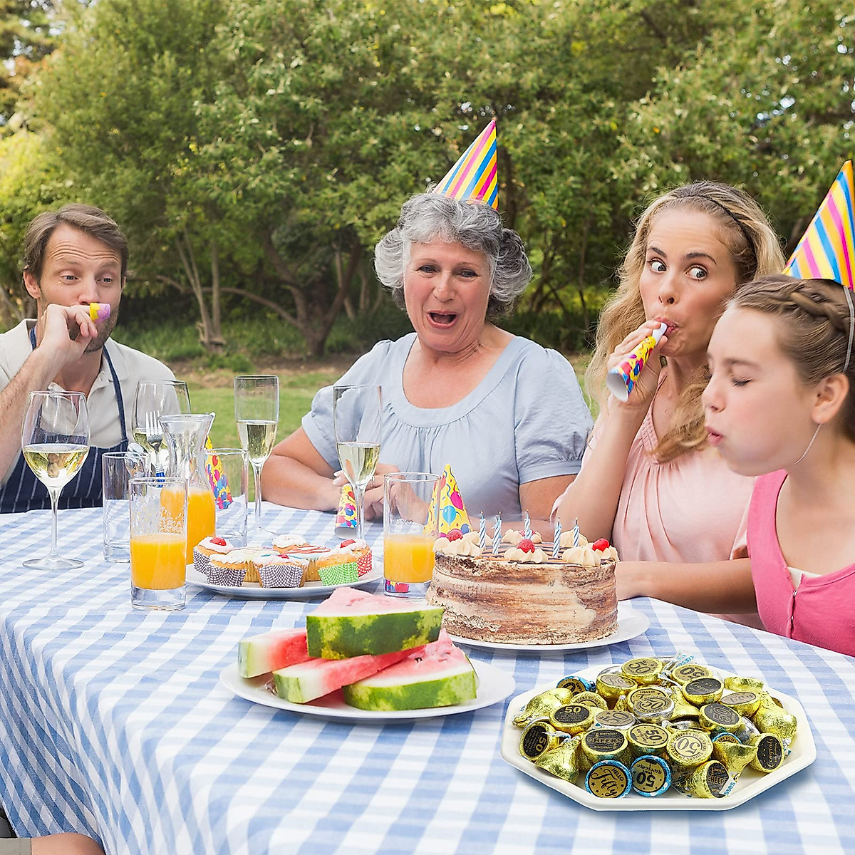 Tenare 504 Pieces Black and Gold Birthday Party Favor Stickers Cheers to Label Stickers Mini Chocolate Candy Wrappers for Birthday Party Decor(50th)