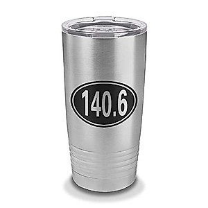Custom Oval 140.6 20 oz Laser Engraved Polar Camel Stainless Steel Vacuum Insulated Tumbler w/Clear Lid ironman triathlon - Customizable - Stainless Steel