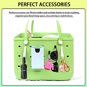 6Pcs Clear Beach Bag Organizer Accessories 17.7X10.5X8in for Bogg Bag X Large Storage Bag, with Insert Phone Holder and Hooks key Holder for Bogg Bag Organizing Your Bag and Divide Spac