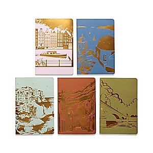 DesignWorks Ink Set of 5 Travel Notebook Set | Travel Planner Includes Prompts with Trip Budget, Goals, Packing List, & Trip Log - Adventure Keepsake from Anderson Design World (JTBS-2022AD)