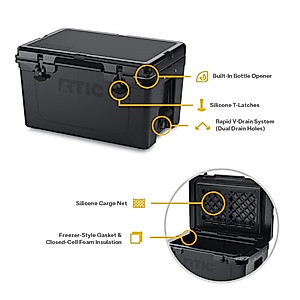 RTIC 45 QT Ultra-Tough Cooler Hard Insulated Portable Ice Chest Box for Beach, Drink, Beverage, Camping, Picnic, Fishing, Boat, Barbecue, Black