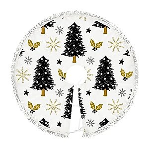 Small Christmas Tree Skirt Christmas Tree Holly Snow,30 Inch Tree Skirt for Christmas Holiday Party Decoration,Rustic Tree Skirts Mat Home Indoor Outdoor Ornaments