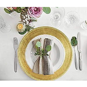Tiger Chef Round Charger Plates Gold Beaded Dinner Chargers - 13-inch Wedding Charger Plates (48 Pack)