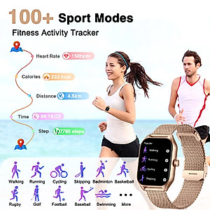 JYNZYUPO Smart Watch for Men Women,(Answer/Make Call) 1.84" Touch Screen Waterproof, 100+ Sport Modes, Fitness Activity Tracker, Heart Rate Sleep Monitor, Pedometer, Smart Watches for Android iOS