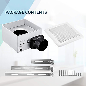 Tech Drive Very-Quiet Bathroom Ventilation and Exhaust Fan 90 CFM 1.5 Sone, Ceiling Mounted Fan,White Plastic Grille