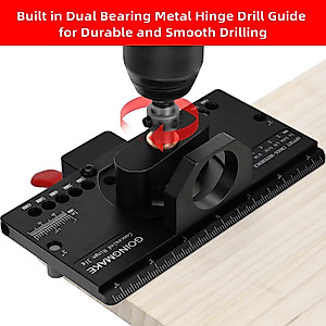GOINGMAKE Metal Concealed Hinge Jig with Quick Clamp and Dust Vacuum Adapter Concealed Door Hinge Jig 35mm Cabinet Hinge Jig Hinge Hole Drilling Jig for Woodworking Door Cabinet Hinges Mounting Tool
