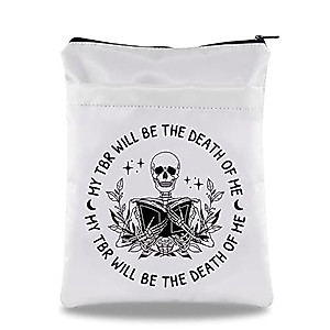 G2TUP My T-B-R Book Will Be The Death of Me Book Sleeve Book Lover Book Covers Bookish Gift Skeleton Book Zipper Book Protector to Be Read Halloween Gift (Be The Death of Me BS)