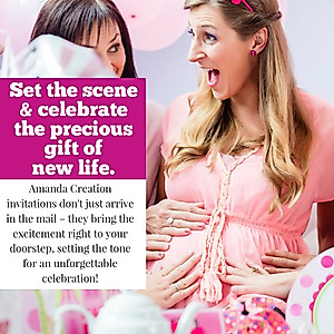 Watercolor Pink Floral Cow-Themed Baby Sprinkle Shower Invitations, 20 5x7 Fill In Cards with Twenty White Envelopes by AmandaCreation