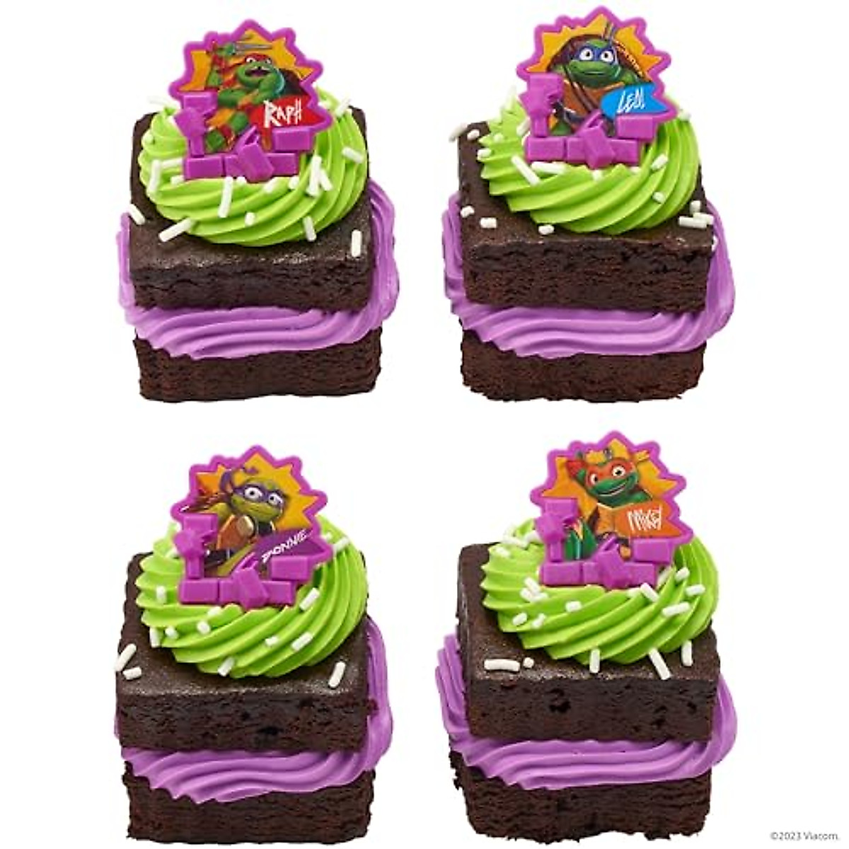 DecoPac Teenage Mutant Ninja Turtles Turtle Power Rings, Cupcake Decorations For Birthday Party, Cakes, And Celebrations - 24 Pack
