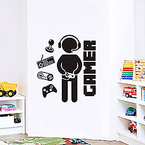HINGSONG Gamer Controller Wall Decals DIY Vinyl Game Boy with Controller Joystick Wall Stickers for Boys Bedroom Living Room Playroom Decor