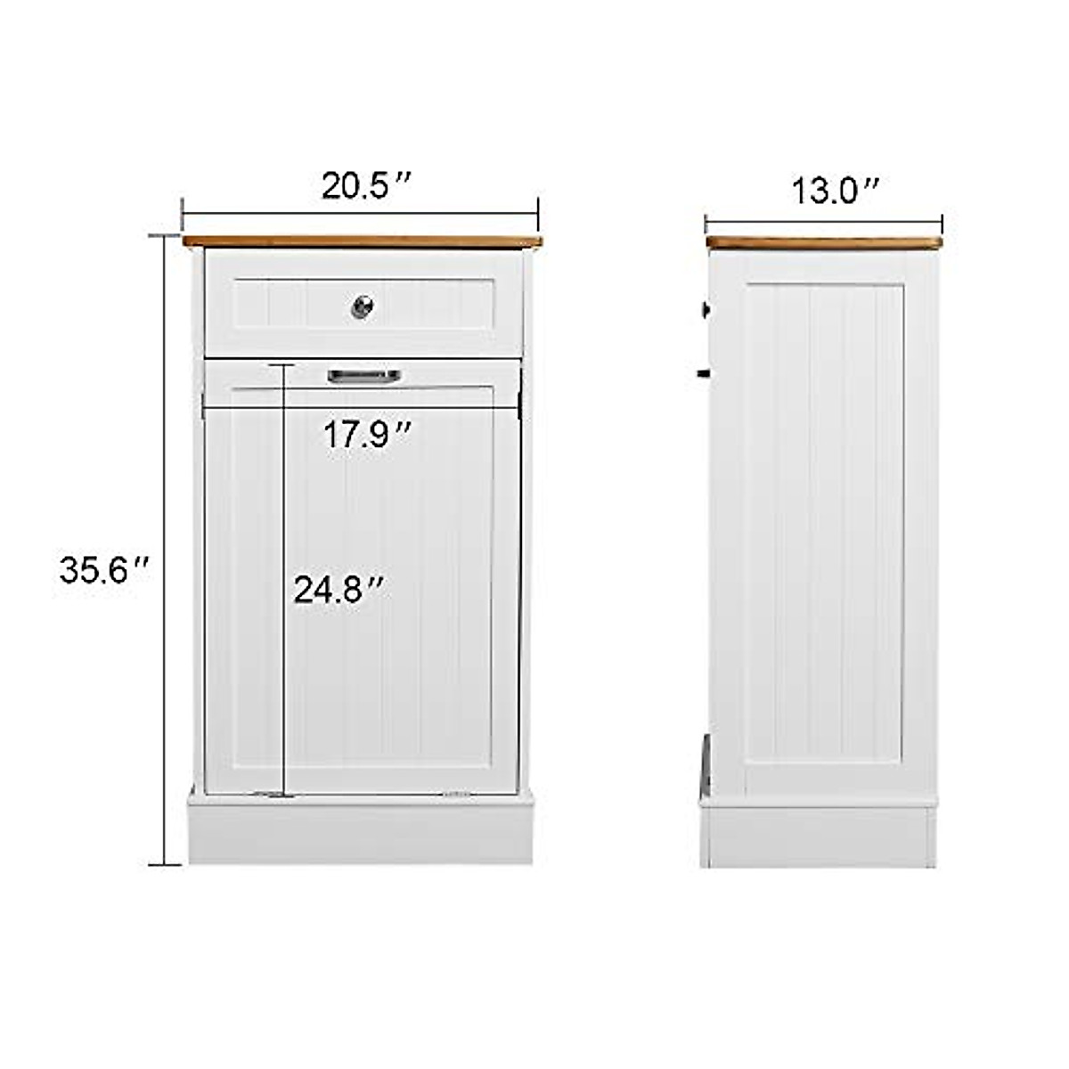 New Kitchen Trash Cabinet,Tilt Out Trash Cabinet with Solid Hideaway Drawer,Free Standing Wooden Kitchen Trash Can Recycling Cabinet Trash Can Holder,Removable Bamboo Cutting Board (White)