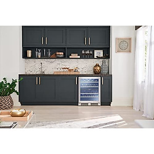 Zephyr Presrv 24" Wine Fridge ADA Dual Zone Under Counter - Countertop Mini Wine Cooler Cellars Small Cabinet Wine Refrigerator Home Bar Chiller Freestanding with Glass Door - 37 Bottles 750ml