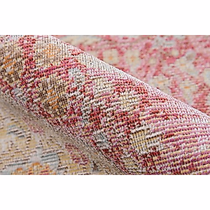 Momeni Rugs Isabella Traditional Medallion Flat Weave Area Rug, 5'3" X 7'3", Pink