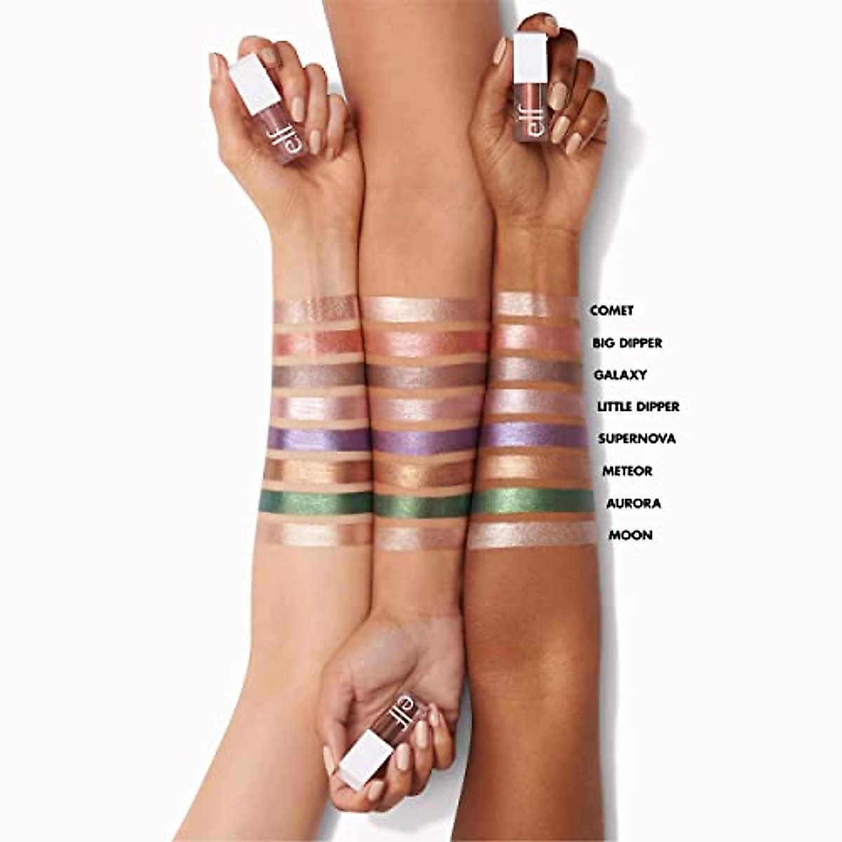 e.l.f. Liquid Metallic Eyeshadow, Gel Formula, High-Impact Multi-Dimensional Finish, One-Swipe Coverage, Comet, 0.1 Fl Oz (3mL)