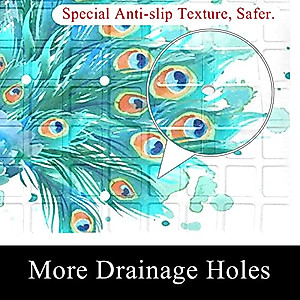 Shower Mat Non Slip Peacock Bathtub Mats for Kids Shower Bath Mat for Bathroom Tub 15.1x26.8 Inch, Machine Washable