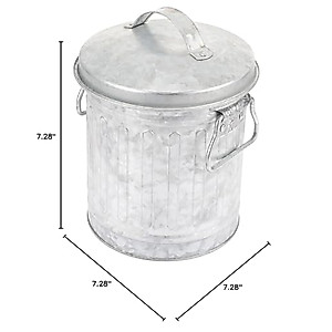 BESPORTBLE Galvanized Trash Can Mini Desktop Wastebasket with Lid and Handle Metal Table Flowerpot Countertop Trash Can Garbage Bin Rubbish Bucket Pencil Holder Pen Cup Makeup Brush Holder A